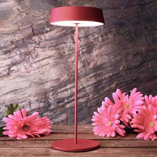 Miram LED table lamp, battery, dimmable, ruby red | Lights.co.uk