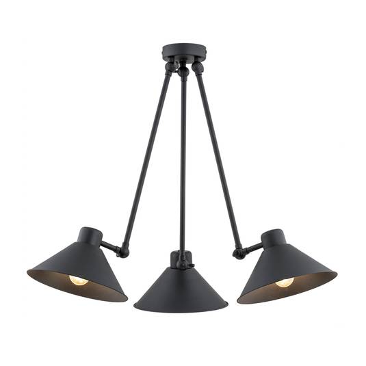 Suspension Alan, mobile, noire, à 3 lampes | Luminaire.fr