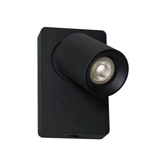 Steven wall spotlight, switch, pivotable, black | Lights.co.uk