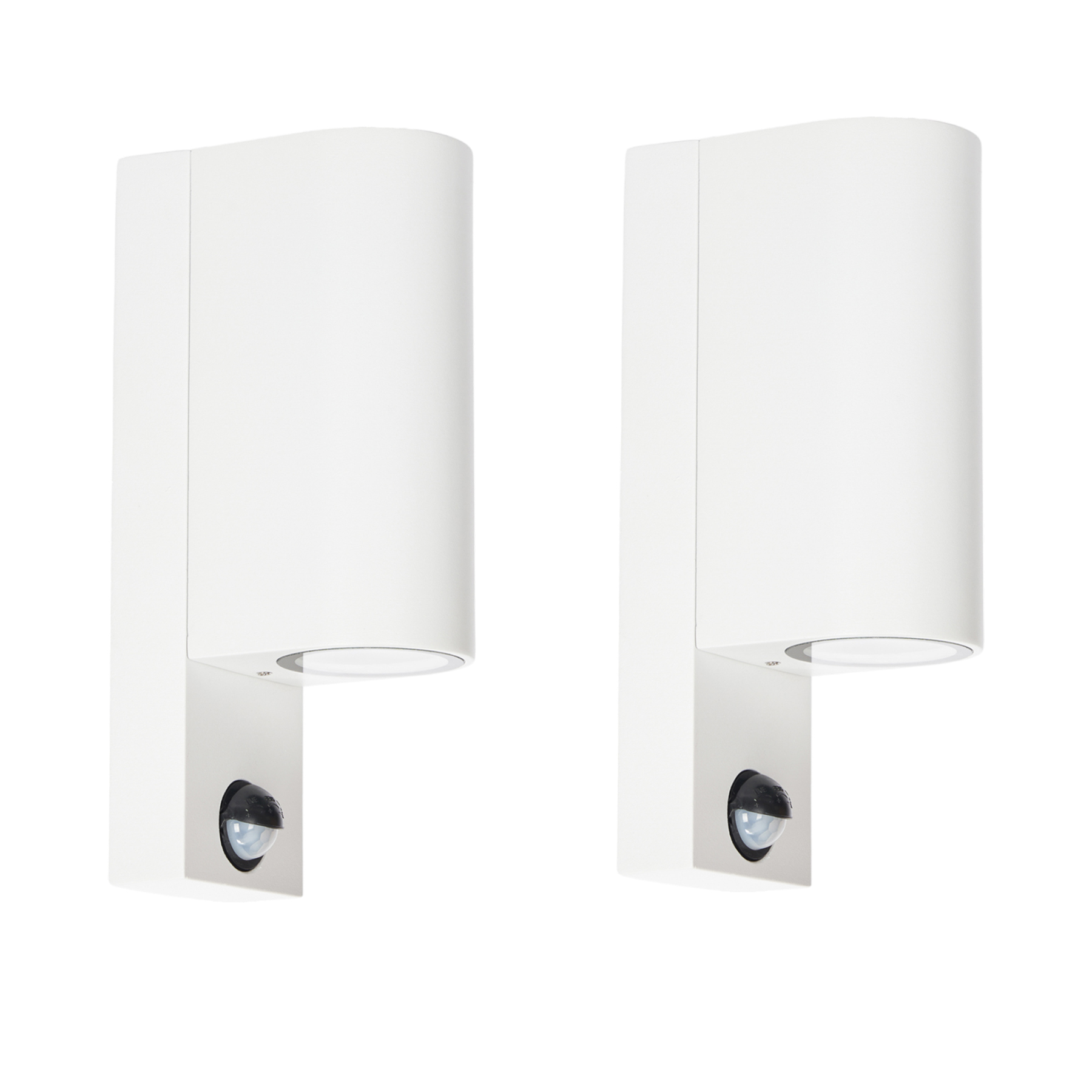 Prios outdoor wall light Tetje, white, round, sensor, set of 2 | Lights ...