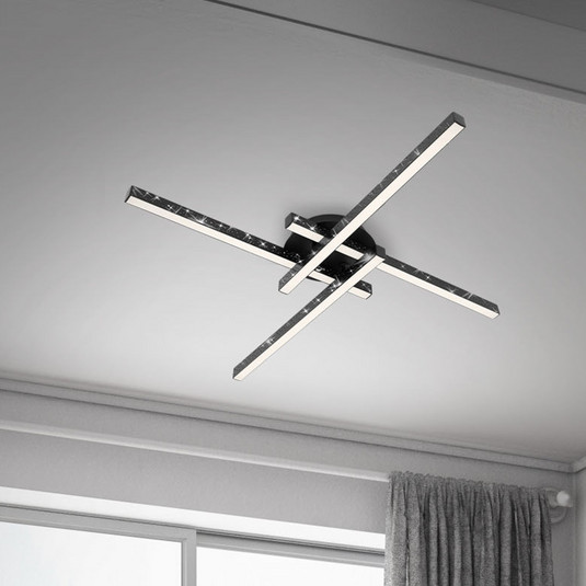 Rey ceiling lamp, sparkle effect, 4-bulb, black | Lights.co.uk