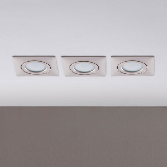 LED recessed spotlight Andrej, angular, nickel, set of 3 | Lights.co.uk