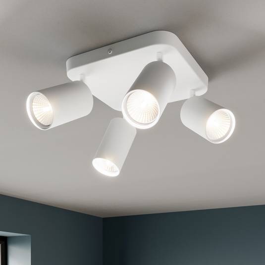 Ceiling lamp Eye Spot 4-bulb square, white | Lights.co.uk