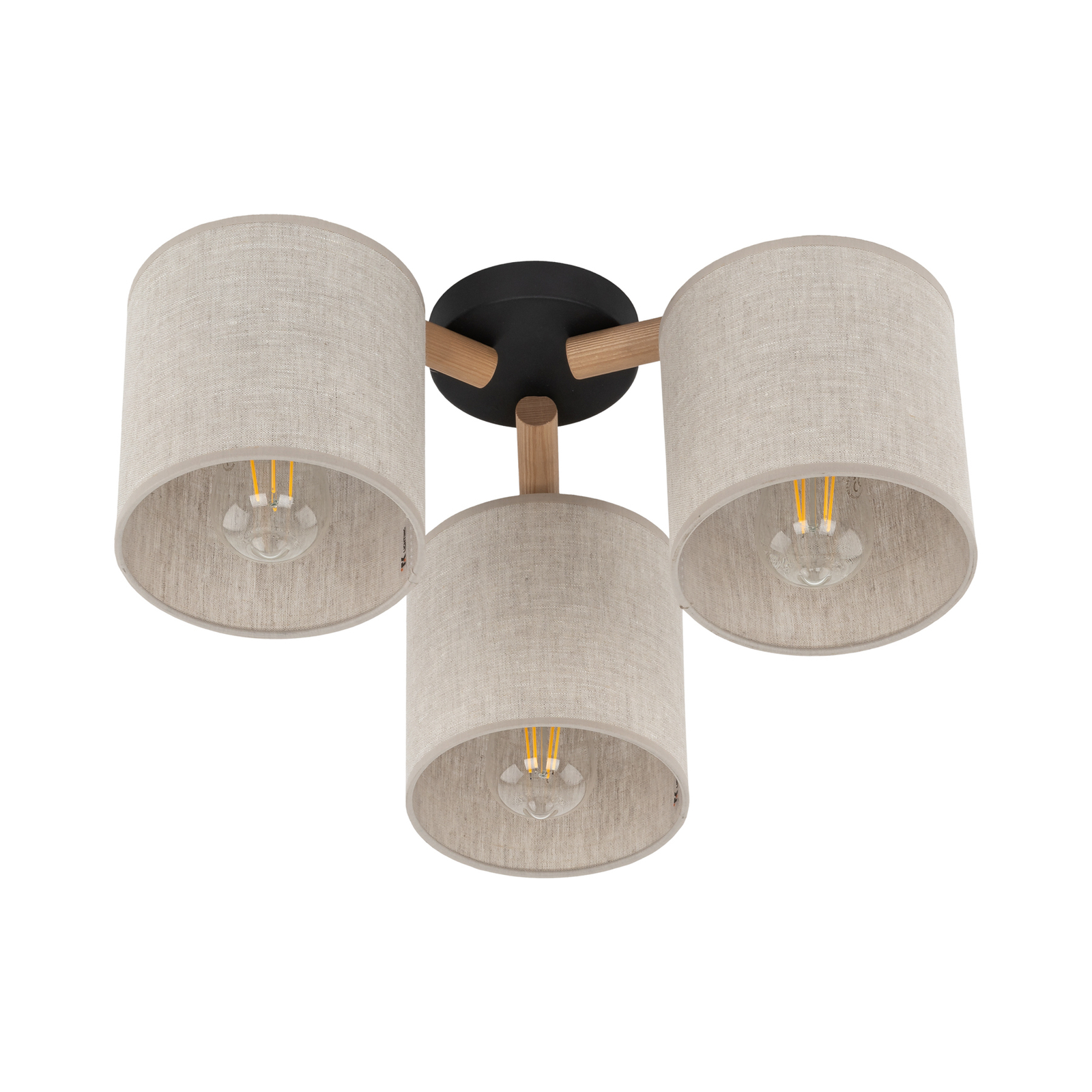 Deva ceiling lamp, textile, 3-bulb | Lights.co.uk