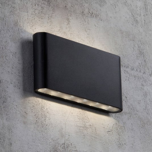 Kinver LED outdoor wall light, flat shape, black | Lights.co.uk