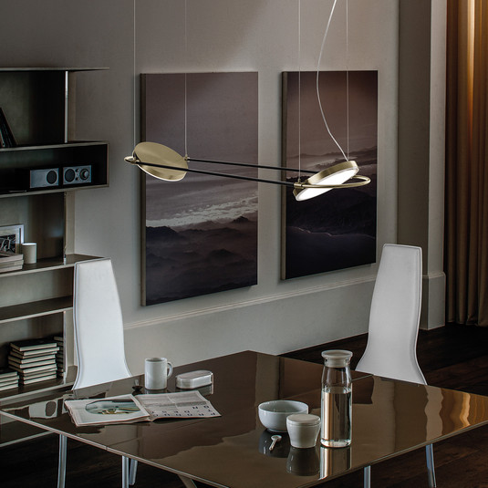 Giotto LED pendant light, 2-bulb, bundled, gold | Lights.co.uk