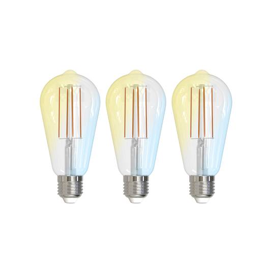Prios Smart LED Filament, 3er-Set, E27, ST64, 7W, Tuya, klar | Lampenwelt.de