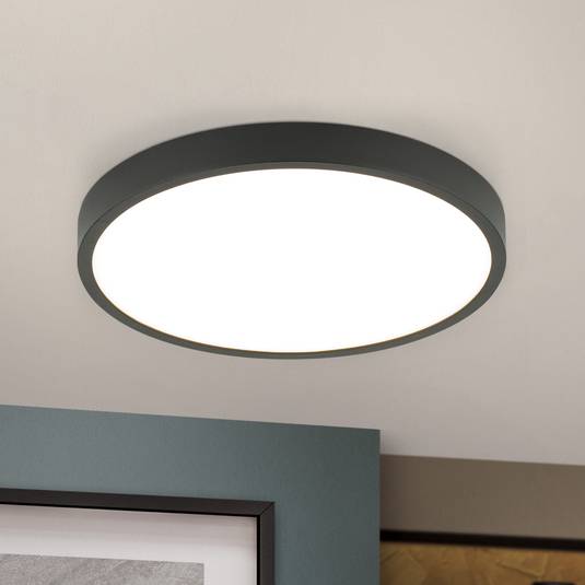 LED ceiling light Bully in black, 3,000 K, Ø24cm | Lights.co.uk