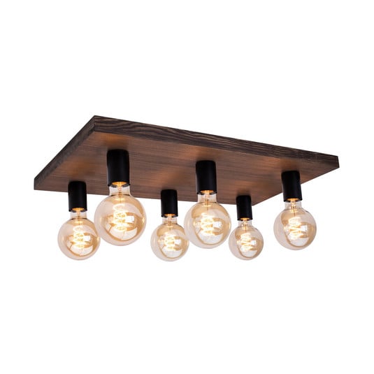 Envostar Lobo ceiling lamp 6-bulb pine walnut | Lights.co.uk