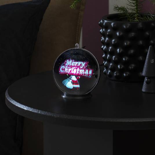 Merry Christmas 3D hologram globe, 42 LEDs | Lights.co.uk