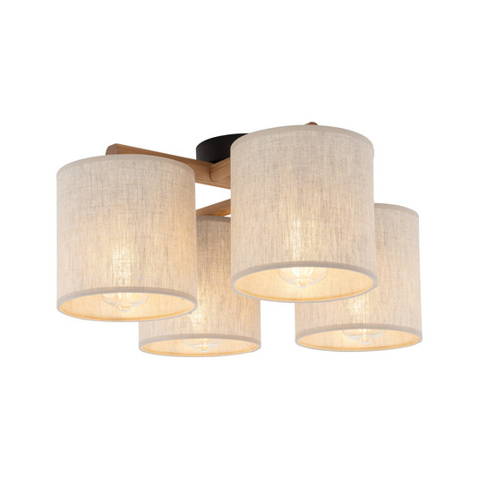 Deva ceiling lamp, 4-bulb, textile | Lights.co.uk