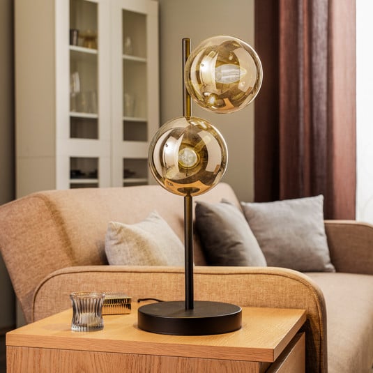 Lampe à poser Rossi, à 2 lampes, noir/graphite | Luminaire.fr