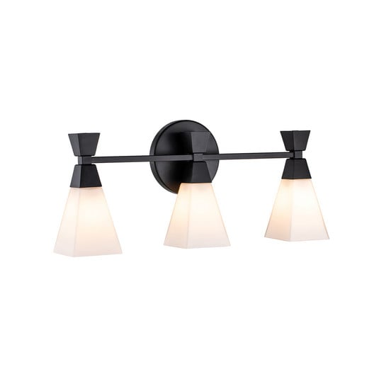 Bowtie bathroom wall light, matt black, 3-bulb | Lights.co.uk