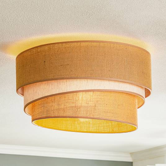 Trio jute ceiling light, natural brown/white, Ø45cm | Lights.co.uk