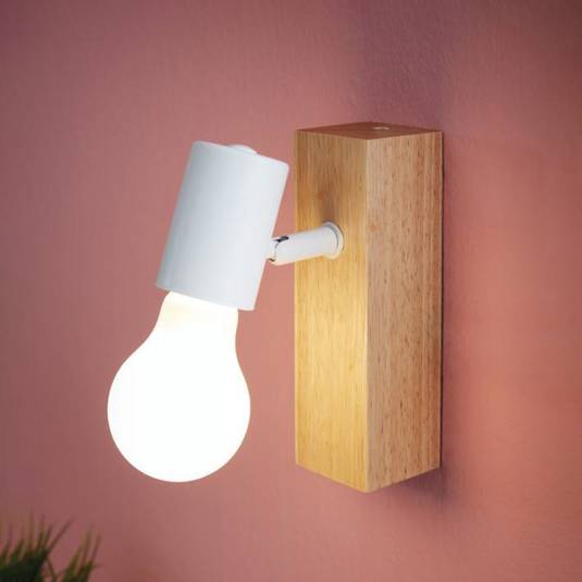 Townshend 3 wall light made of wood, white | Lights.co.uk