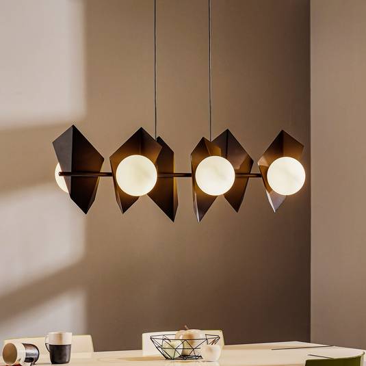 Hanglamp Shield in zwart/wit, 6-lamps | Lampen24.be