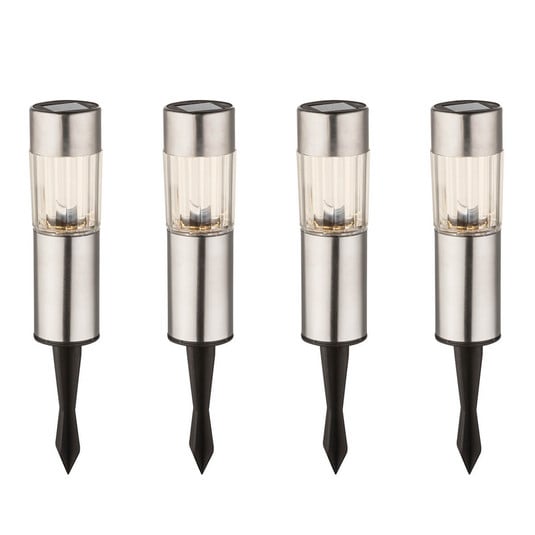 Set of 4 Aro LED solar dec. light wt ground spike | Lights.co.uk