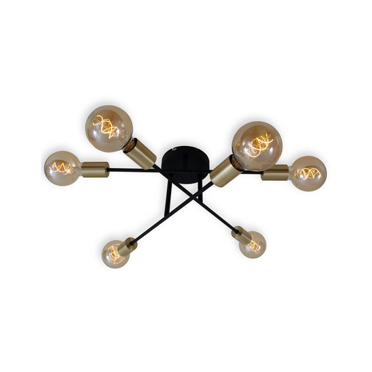 mennyezeti lámpa 3868-065 Black Steel hat égős | Feny24.hu