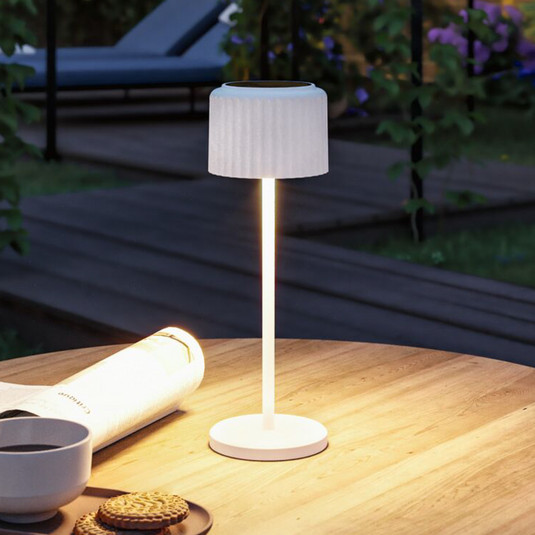 Paulmann LED solar table lamp Else, white, IP44, dimmable | Lights.co.uk