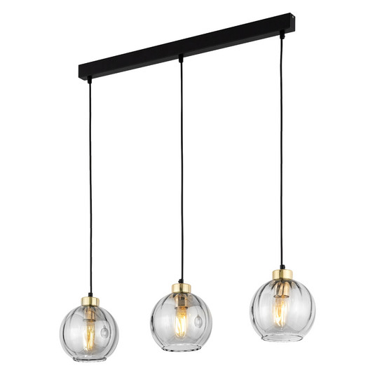 Hanglamp Devi, transparant 3-lamps balk | Lampen24.nl
