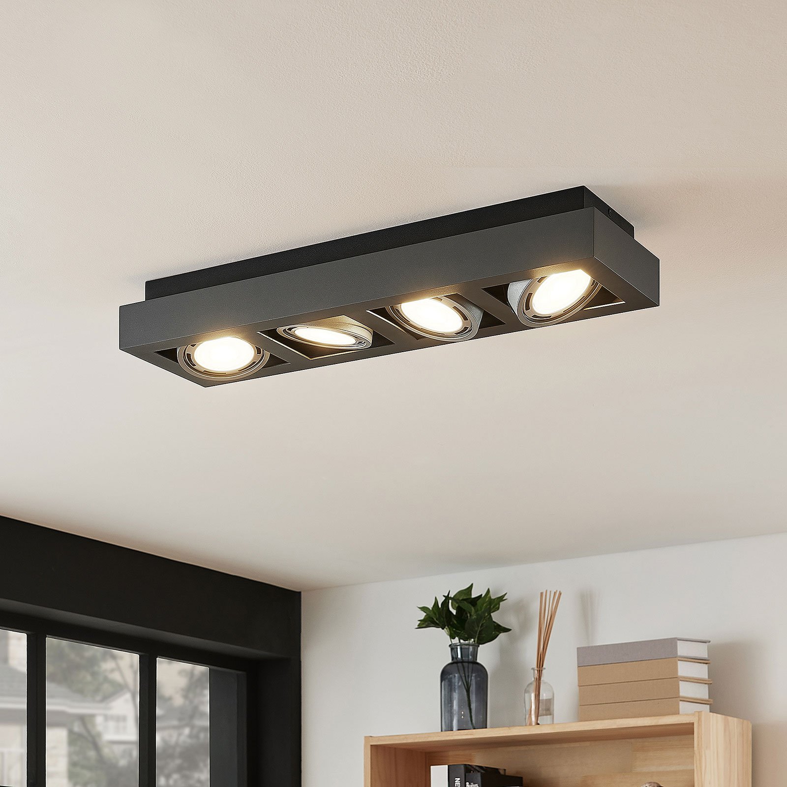 LED-Deckenstrahler Ronka, 4-fl., lang, grau | Lampenwelt.at