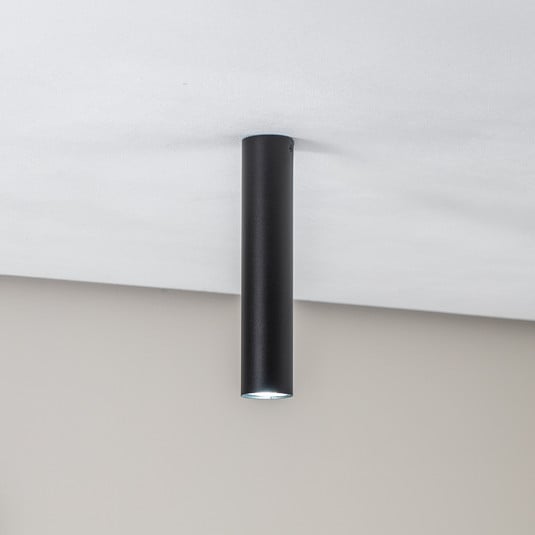 Tube ceiling light in cylinder shape, black | Lights.co.uk