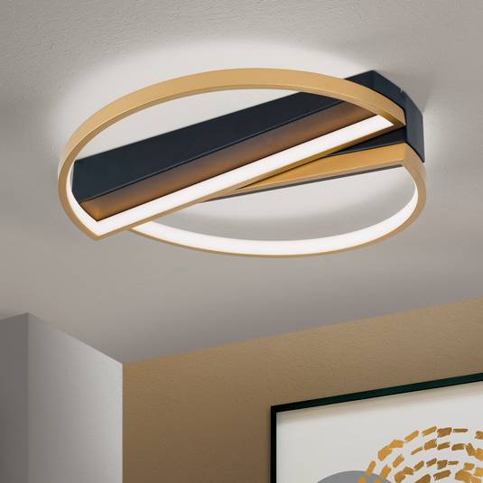 Olga LED ceiling lamp, black/gold | Lights.co.uk