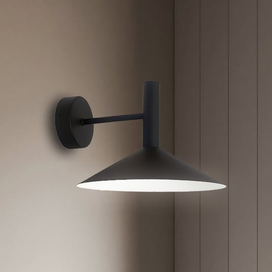 Marsi LED wall lamp, black, Ø 25 cm, metal | Lights.co.uk