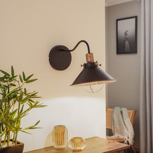 Garret I wall light in dark brown/copper | Lights.co.uk