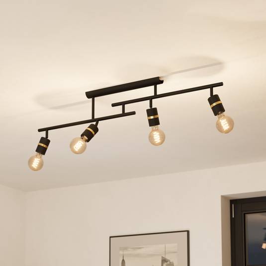 Lurone ceiling light, black, 4-bulb | Lights.co.uk
