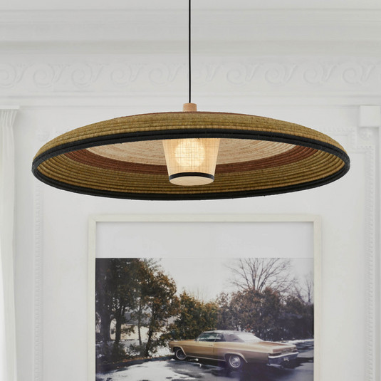 Forestier Grass XL pendant light, rattan and abacá | Lights.co.uk