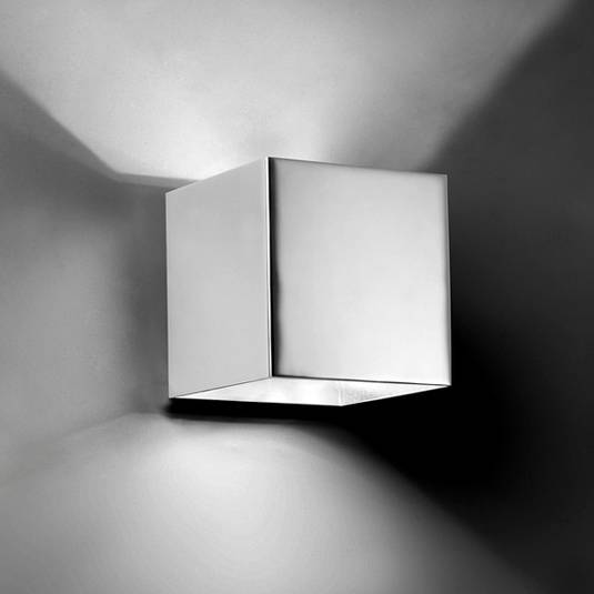 Square LED wall light Basic, chrome | Lights.co.uk