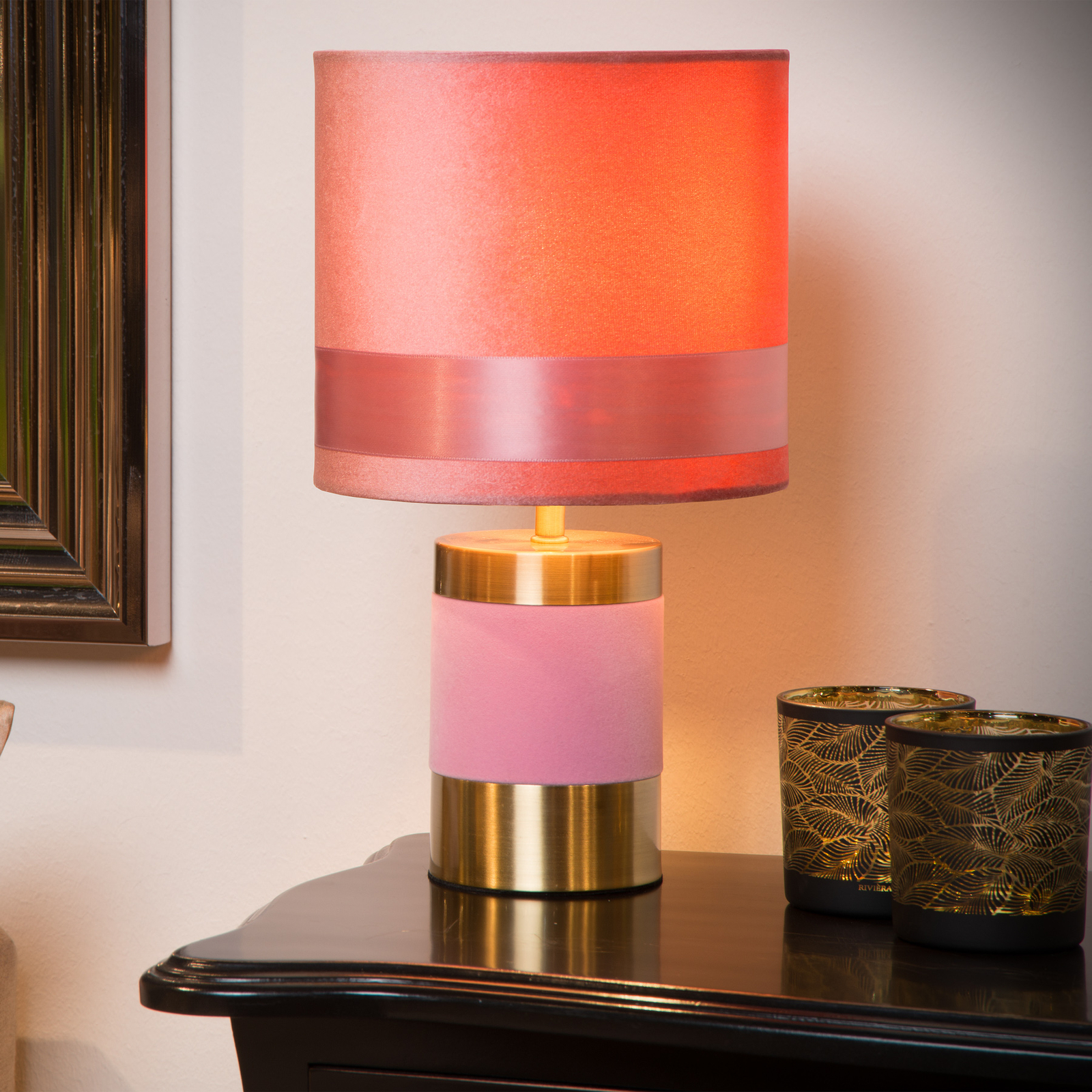 Extravaganza Frizzle table lamp, pink/gold | Lights.co.uk