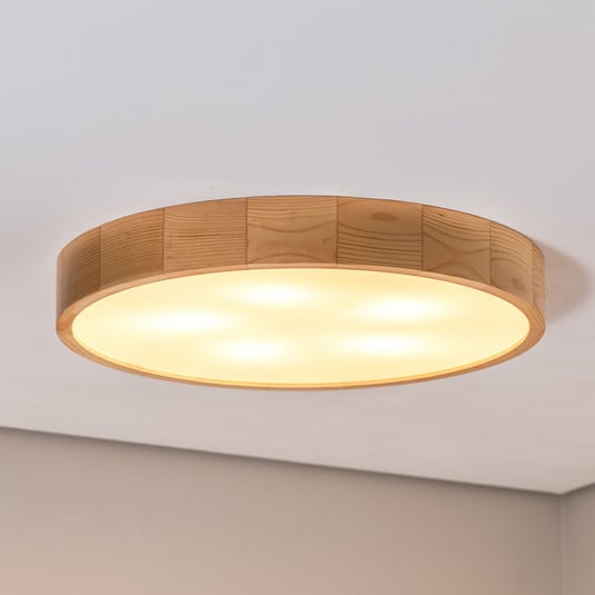 Cleo ceiling light, pine wood, E27 | Lights.co.uk