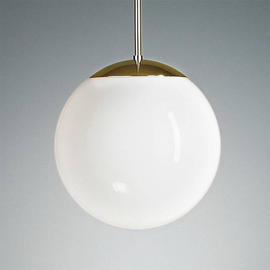 Pendant light with opal sphere, 35 cm, brass | Lights.co.uk