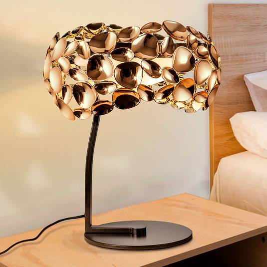 Narisa rose gold LED table lamp | Lights.co.uk