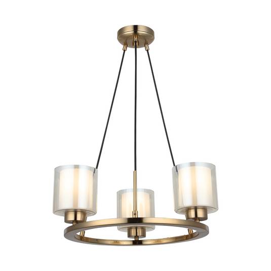 Ressa chandelier, Ø 44 cm, antique brass, 3-bulb | Lights.co.uk