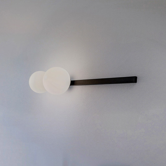 Garda 2 wall light, black, metal, glass, 2-bulb | Lights.co.uk
