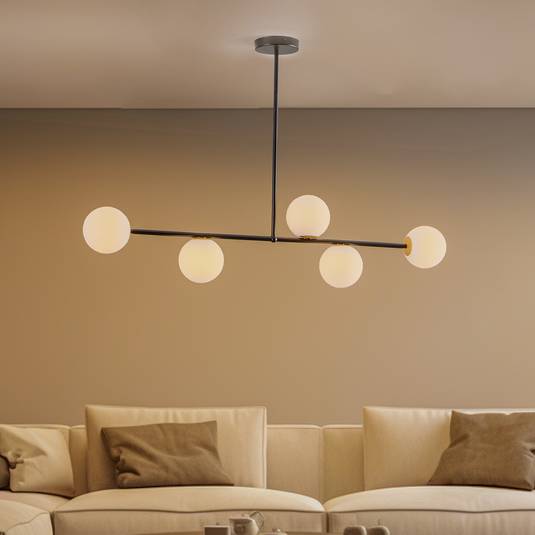 Gama 5 pendant light, 5-bulb, black | Lights.co.uk
