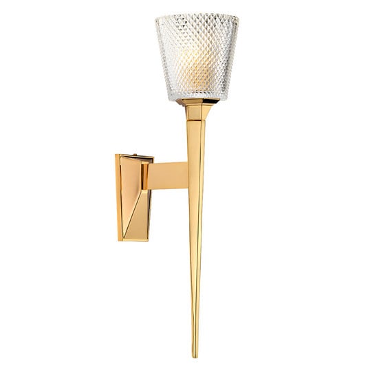 Verity LED wall light, IP44, polished gold | Lights.co.uk