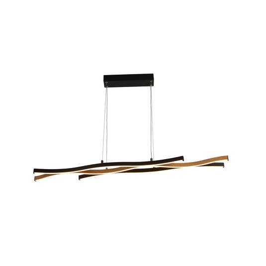 Swirl LED pendant light black/wood | Lights.co.uk