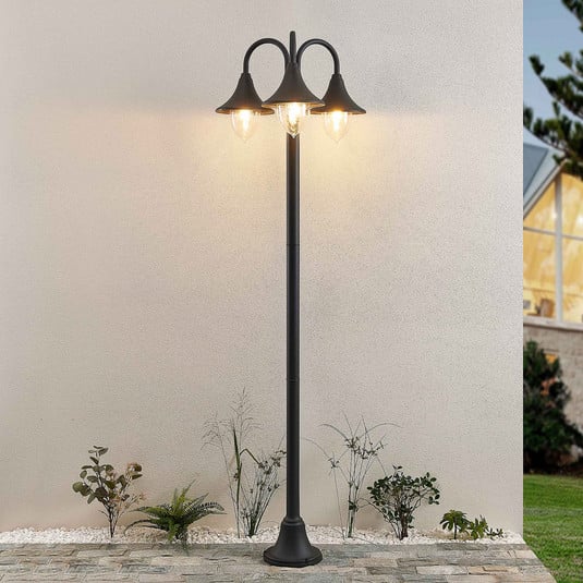 Lindby Edric lamp post, height 215 cm, anthracite, aluminium | Lights.co.uk