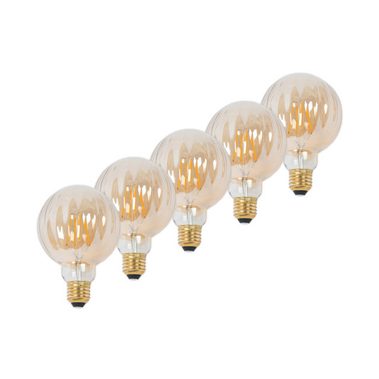 E27 3.8W LED G95 2,700K 340lm fluted amber 5-pack | Lights.co.uk