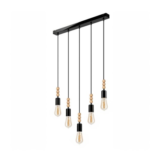 Candeeiro suspenso Envostar Malou, cinco lâmpadas, preto | Lumories.pt