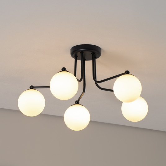 Astral ceiling light, black, length 64 cm, steel/glass | Lights.co.uk