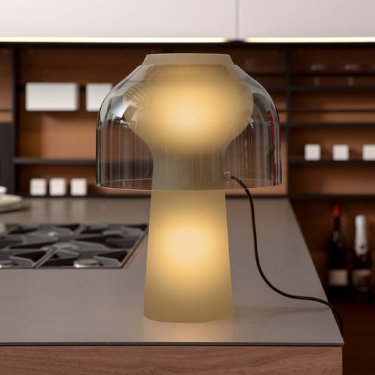 Karman Tischleuchte Lilly, rauchgrau, Höhe 48 cm, Glas | Lampenwelt.ch