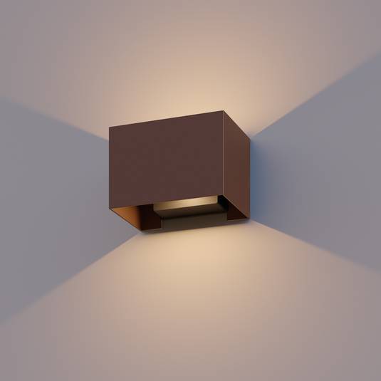 Calex outdoor wall light Rectangle up/down height 10cm rust brown ...