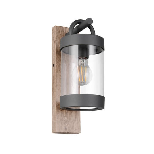 Candeeiro de parede exterior Sambesi, efeito madeira, sensor ...