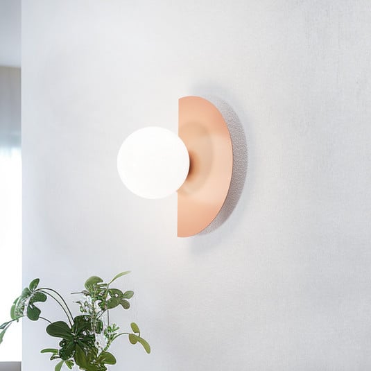 Loop Coral wall light, coral red, opal glass ball, metal | Lights.co.uk