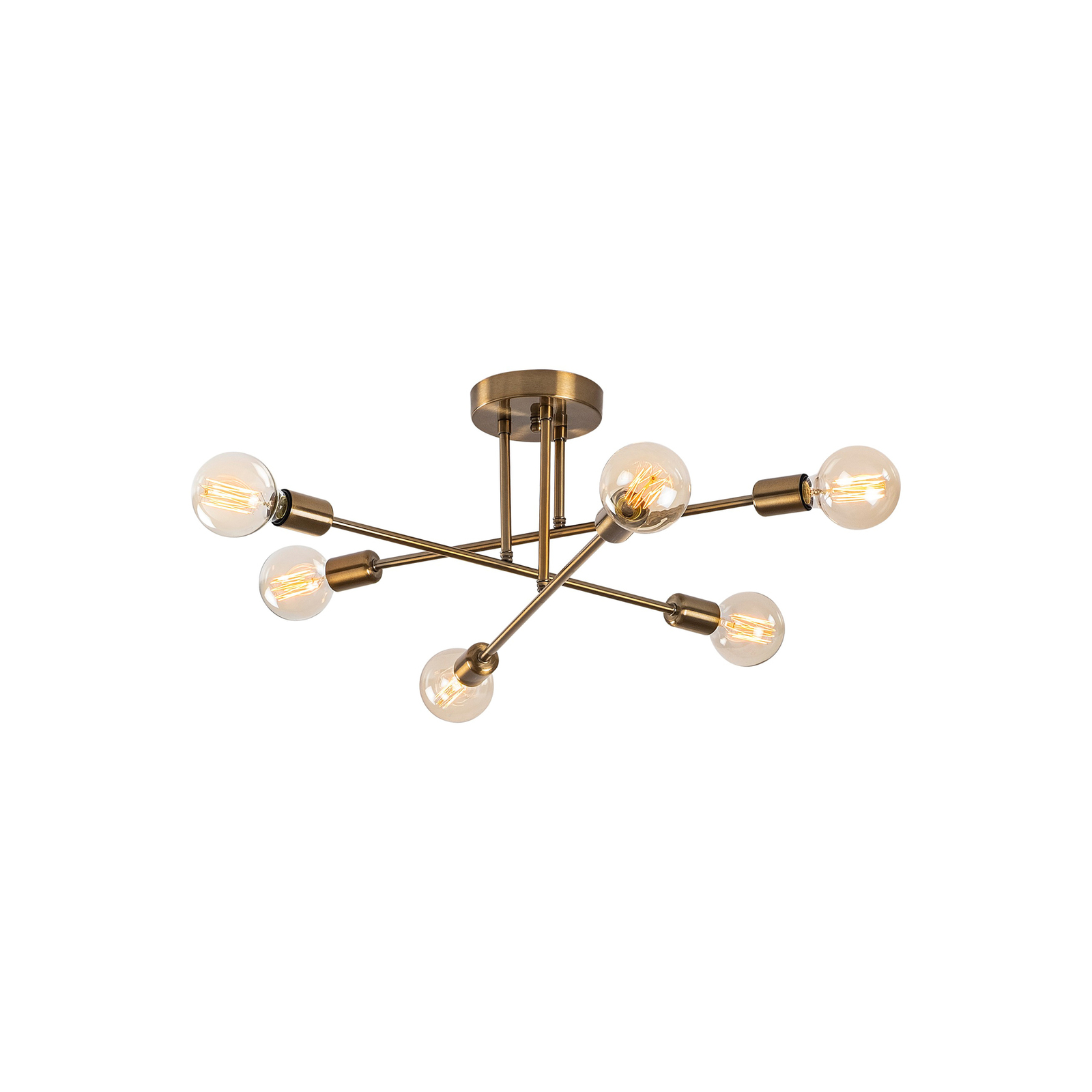 Flower 176 ceiling light, 6-bulb, antique gold | Lights.co.uk